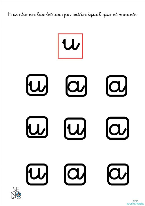 Encontrar las letras u. Ficha interactiva | TopWorksheets