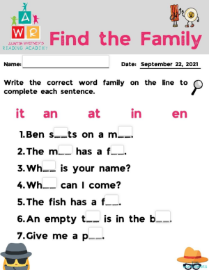 Find the Word Family - Activity. Interactive worksheet | TopWorksheets