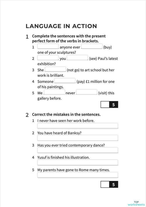 OWN IT 3! test 2. Interactive worksheet | TopWorksheets