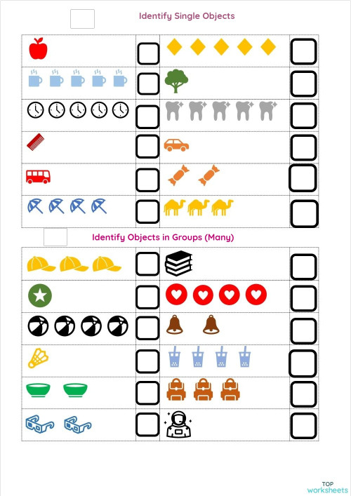 Single or Group (Many). Interactive worksheet | TopWorksheets