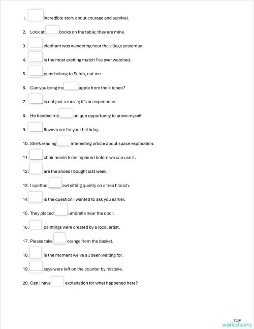 Use of a or an. Interactive worksheet | TopWorksheets