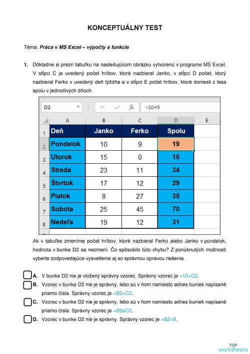 MS Excel: interactive worksheets and online exercises | TopWorksheets