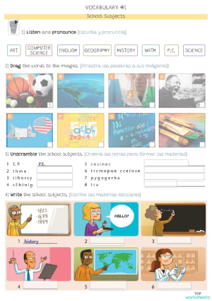 Homework - School Subjects. Interactive worksheet | TopWorksheets