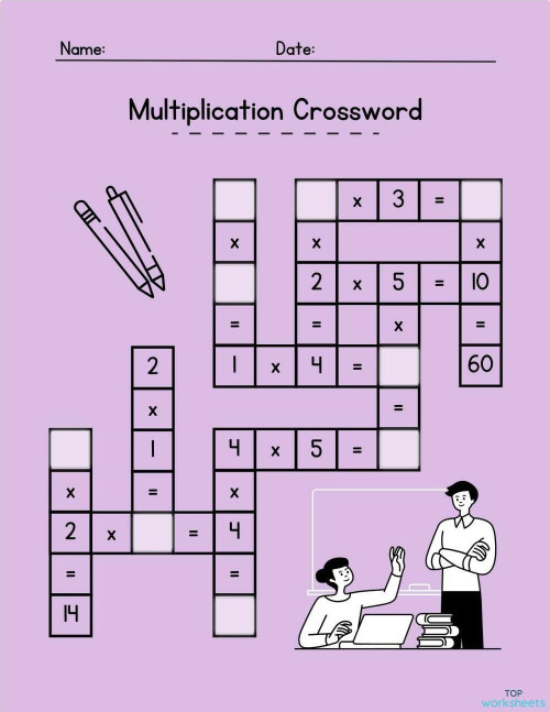 Multiplication Crossword. Interactive worksheet | TopWorksheets