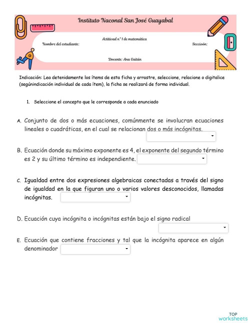 INGUA Act 1. Ficha interactiva | TopWorksheets