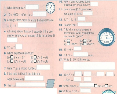 mentals 25. Interactive worksheet | TopWorksheets