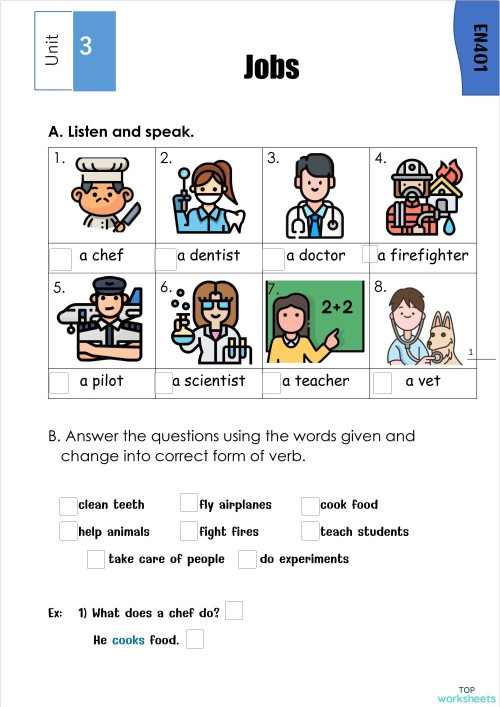 Unit 3 Jobs. Interactive worksheet | TopWorksheets