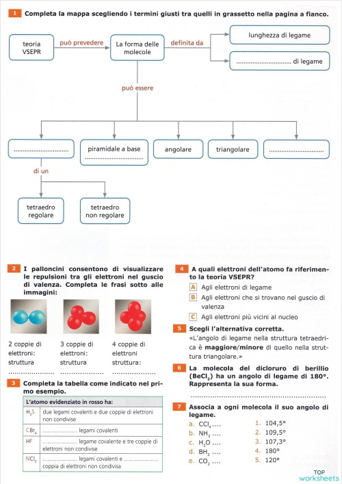 La forma delle molecole: schede interattive ed esercizi online ...