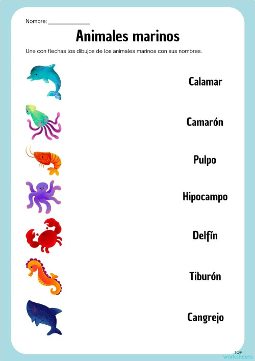 ANIMALES MARINOS. Ficha interactiva | TopWorksheets