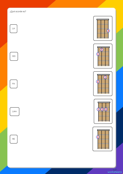 ¿QUÉ ACORDES DE UKELE SON?. Ficha interactiva | TopWorksheets