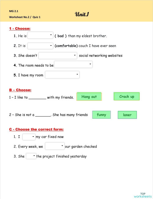 Unit 2: 3.2. Interactive worksheet | TopWorksheets