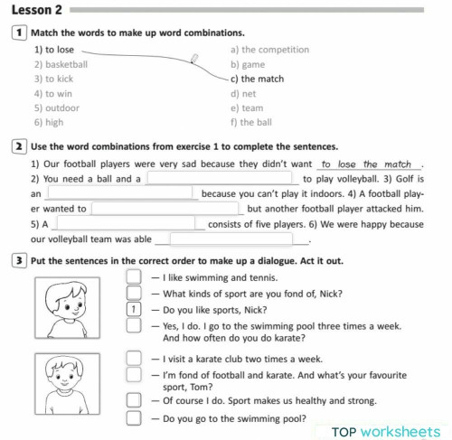 Sports team. Interactive worksheet | TopWorksheets