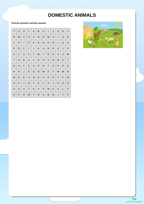 DOMESTIC ANIMALS. Interactive worksheet | TopWorksheets