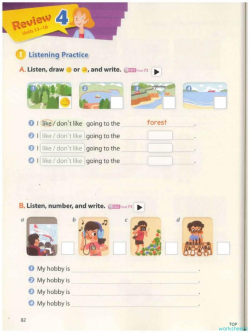 Listen Up 3_review 4: Unit 13-16. Interactive worksheet | TopWorksheets