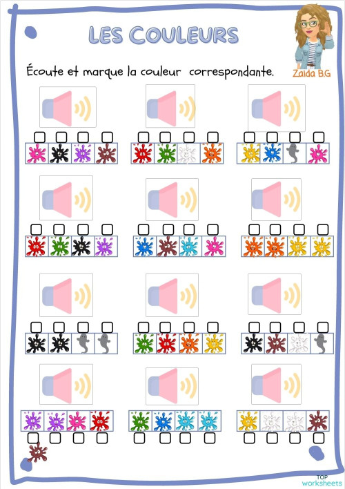 Z BG - LES COULEURS - CO. Fiche interactive | TopWorksheets