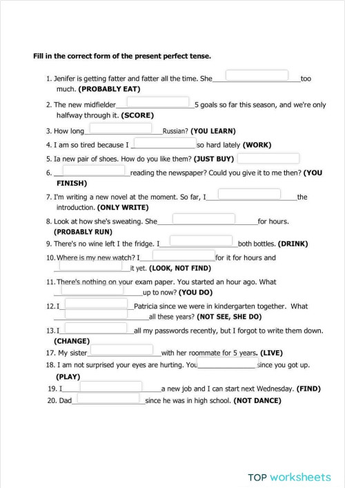 PRESENT PERFECT SIMPLE-CONTINUOUS. Interactive worksheet | TopWorksheets