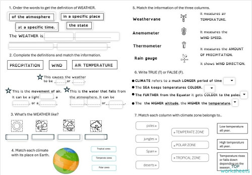 WEATHER AND CLIMATE UNIT 2 SCIENCE 4 TH GRADE. Interactive worksheet ...