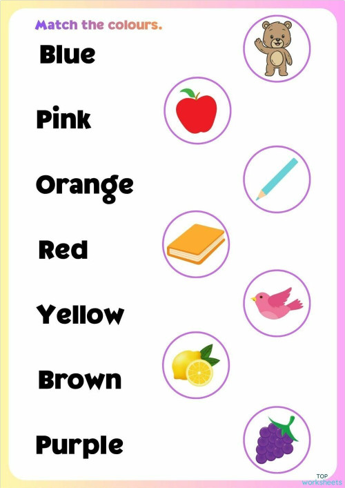 Match the colours.. Interactive worksheet | TopWorksheets