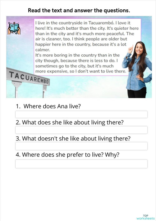 Read the text and answer the questions. Interactive worksheet ...
