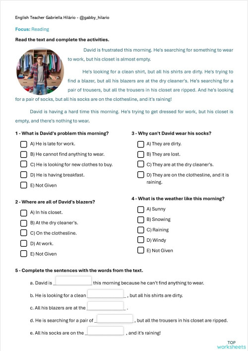 Reading comprehension: interactive worksheets and online exercises ...