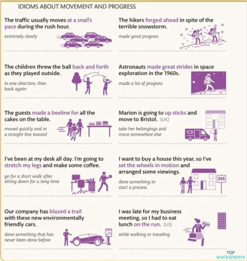 Movement Idioms. Interactive worksheet | TopWorksheets