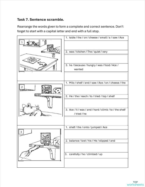 Sentence scramble 7. Interactive worksheet | TopWorksheets