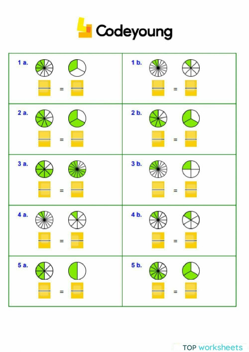 Basics of Fractions Application. Interactive worksheet | TopWorksheets