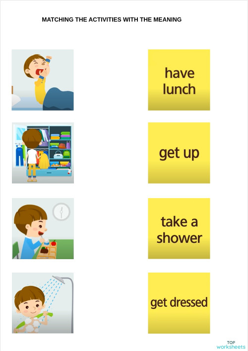 Matching the activities. Interactive worksheet | TopWorksheets