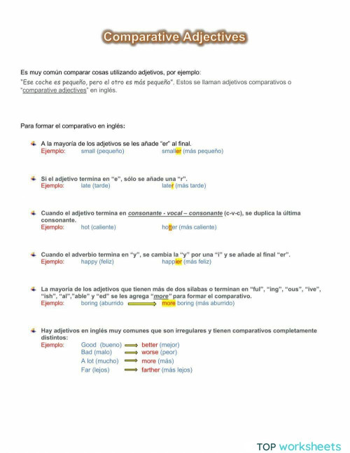 Comparative rules. Interactive worksheet | TopWorksheets