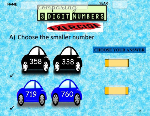 YR2: COMPARE 3-DIGIT NUMBERS. Interactive worksheet | TopWorksheets