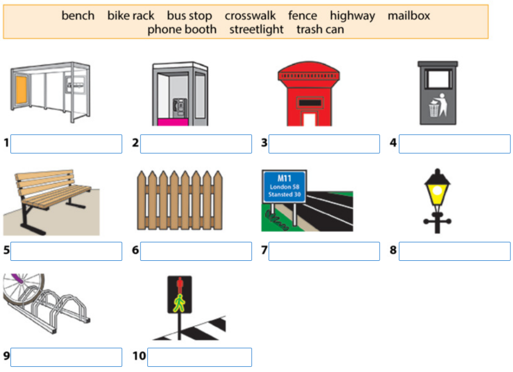 Describing things on the street. Interactive worksheet | TopWorksheets
