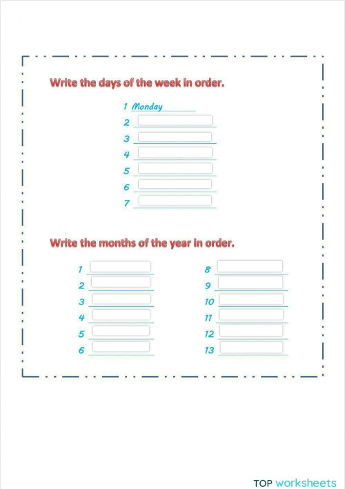 Days and months. Interactive worksheet | TopWorksheets