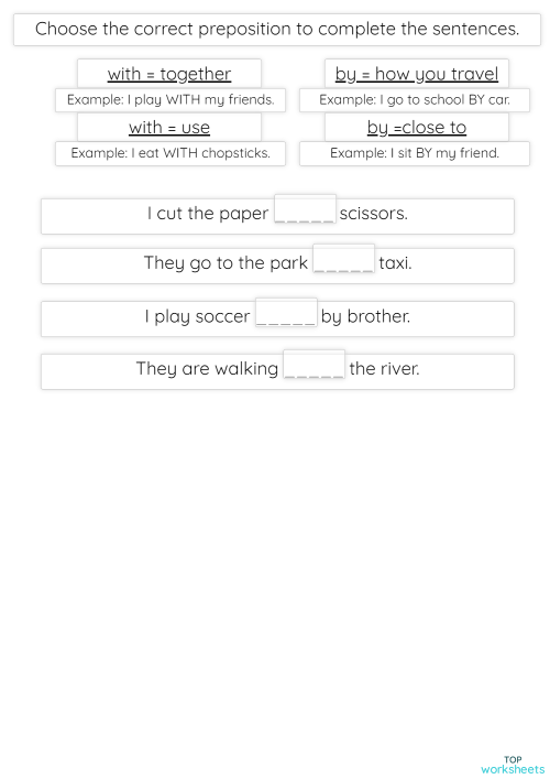 prepositions. Interactive worksheet | TopWorksheets