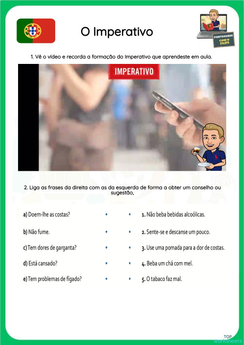 O Imperativo - A2. Ficha interativa | TopWorksheets