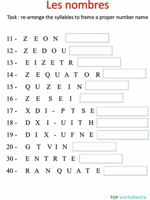 Interactive worksheets and online exercises in french | TopWorksheets