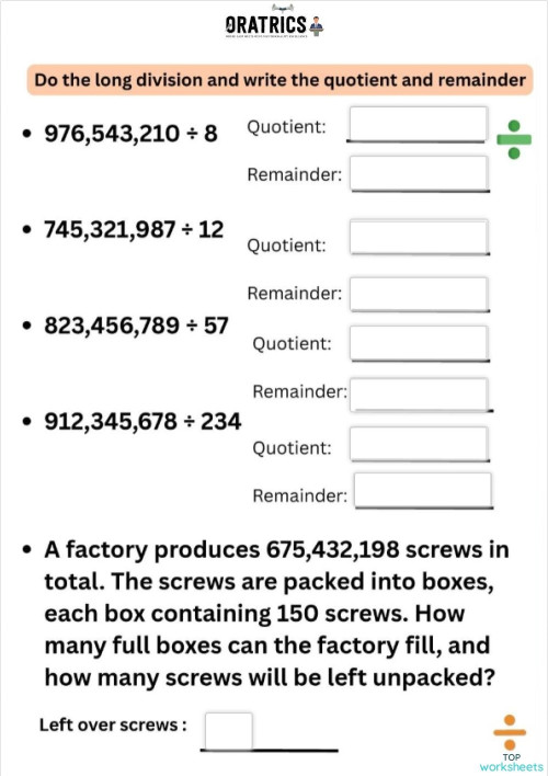 Math: interactive worksheets and online exercises | TopWorksheets