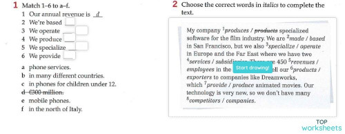 Vocabulary work (company). Interactive worksheet | TopWorksheets