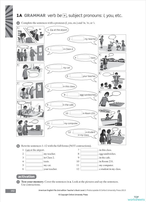 AEF 1 1A grammar verb be.... Interactive worksheet | TopWorksheets