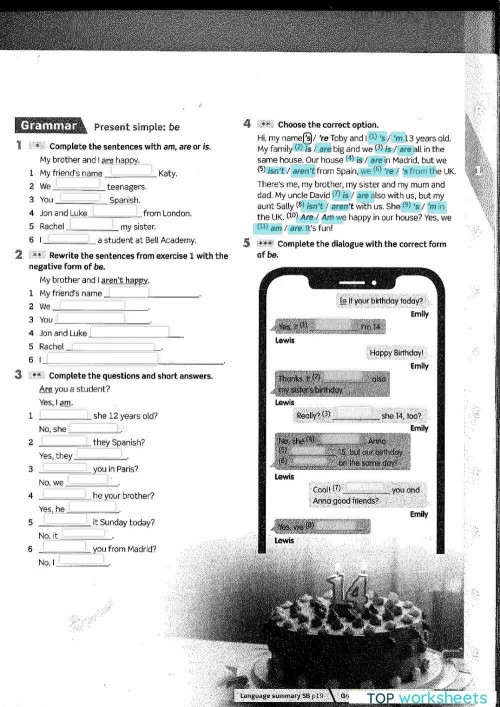 Present simple Be. Interactive worksheet | TopWorksheets