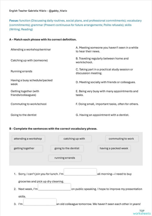 EFE 2 - Lesson 35 - Appointment Vocabulary. Interactive worksheet ...