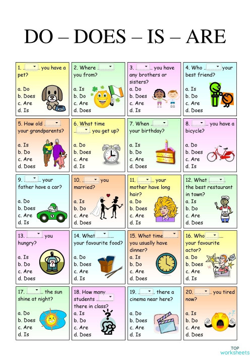 DO DOES IS ARE. Interactive worksheet | TopWorksheets