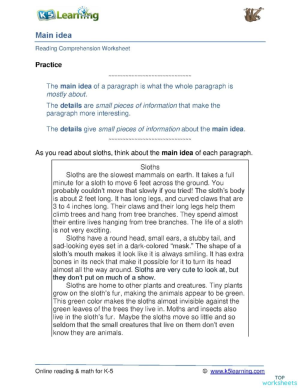 Main Idea Practice. Interactive worksheet | TopWorksheets