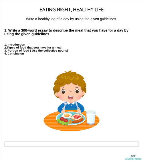EATING RIGHT, HEALTHY LIFE. Interactive worksheet | TopWorksheets