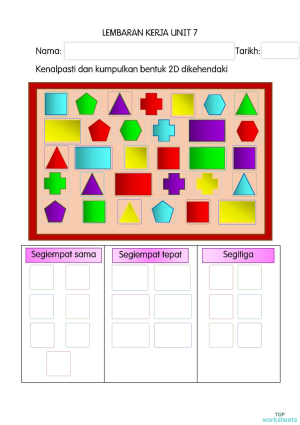 Kenali Bentuk 2D. Interactive worksheet | TopWorksheets