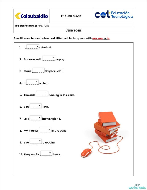 Verb to Be CET. Interactive worksheet | TopWorksheets