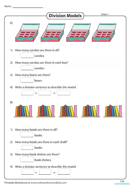Division Models. Interactive worksheet | TopWorksheets