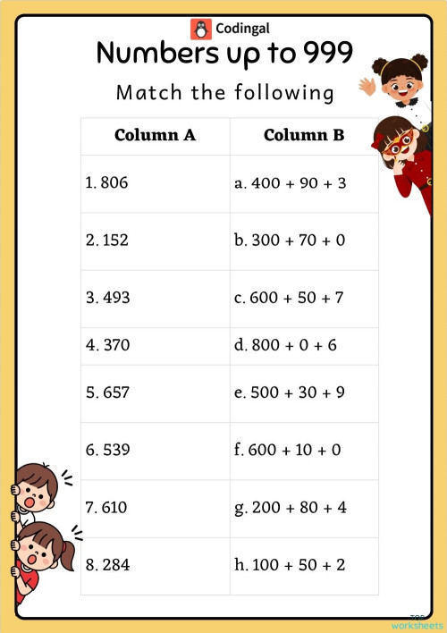 M_G02M03L11_WA03_Numbers up to 999. Interactive worksheet | TopWorksheets