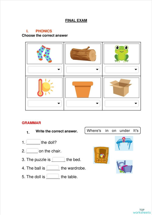 ´Final Starters 7 (SJ2 (3). Interactive worksheet | TopWorksheets