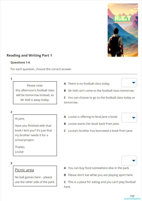 KET_Reading_P1_01. Interactive worksheet | TopWorksheets