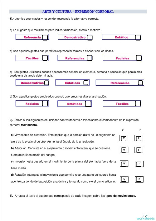 Educación Artística: fichas interactivas y ejercicios online ...